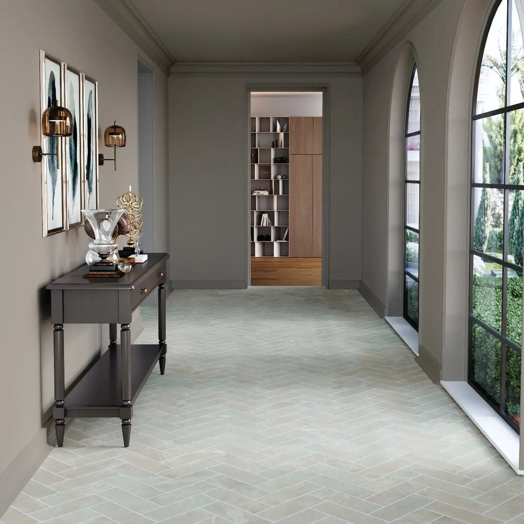 Olympus Creme Herringbone Marble Tile – NSG TILES